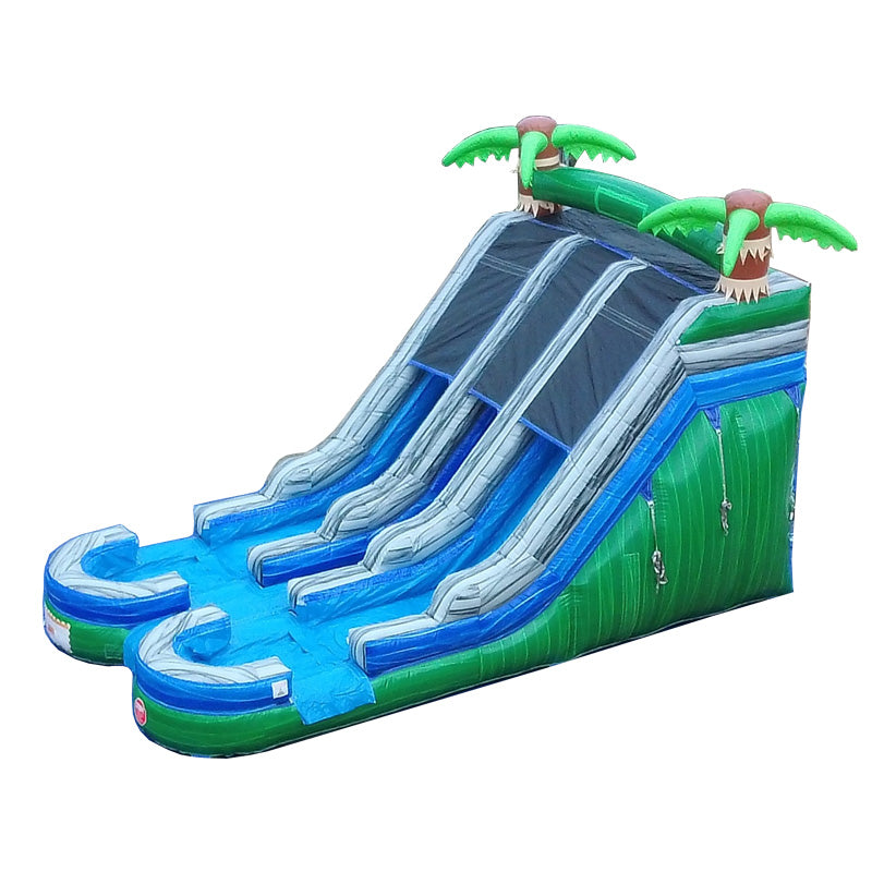 15'H Dual Lane Green Slide Wet n Dry – The Carnival Depot